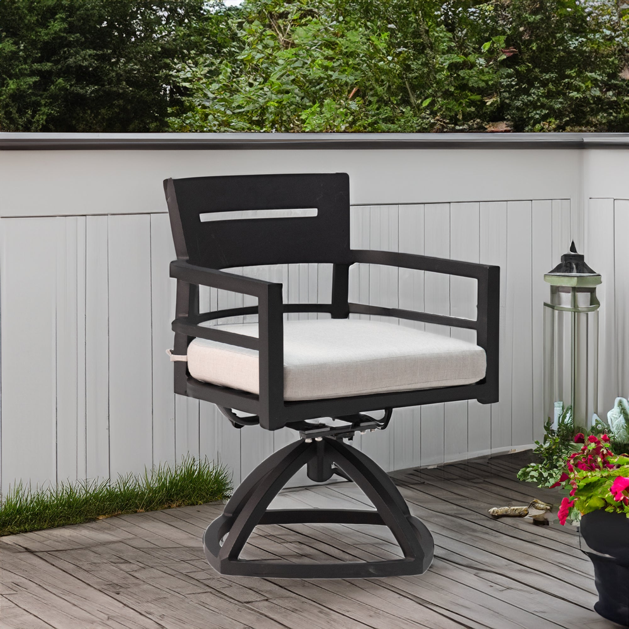 Aluminum Outdoor Patio Swivel Rockers with Plush Cushions (Set of 2 ...